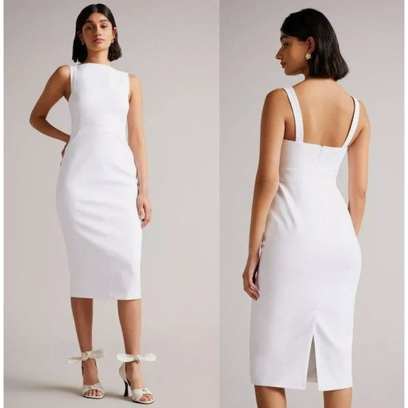 Ted Baker | Dresses | Nwt Ted Baker Womens White Klarika Midi Bodycon ...